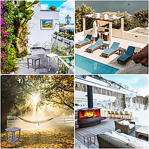 WORLDEEP Square Outdoor Side Table, Pool Outdoor Side Table for Patio, HDPE End Tables for Backyard, Pool, Indoor Outdoor Companion, Beach Table, Kids Picnic Table (Black, 18.5"×15")