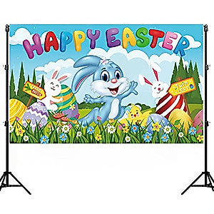 Happy Easter Banner Backdrop for Easter Party Decorations Supplies