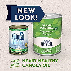 Natural Balance Limited Ingredient Adult Wet Canned Dog Food with Vegan Plant Based Protein and Healthy Grains, Vegetarian Recipe, 13 Ounce (Pack of 12)