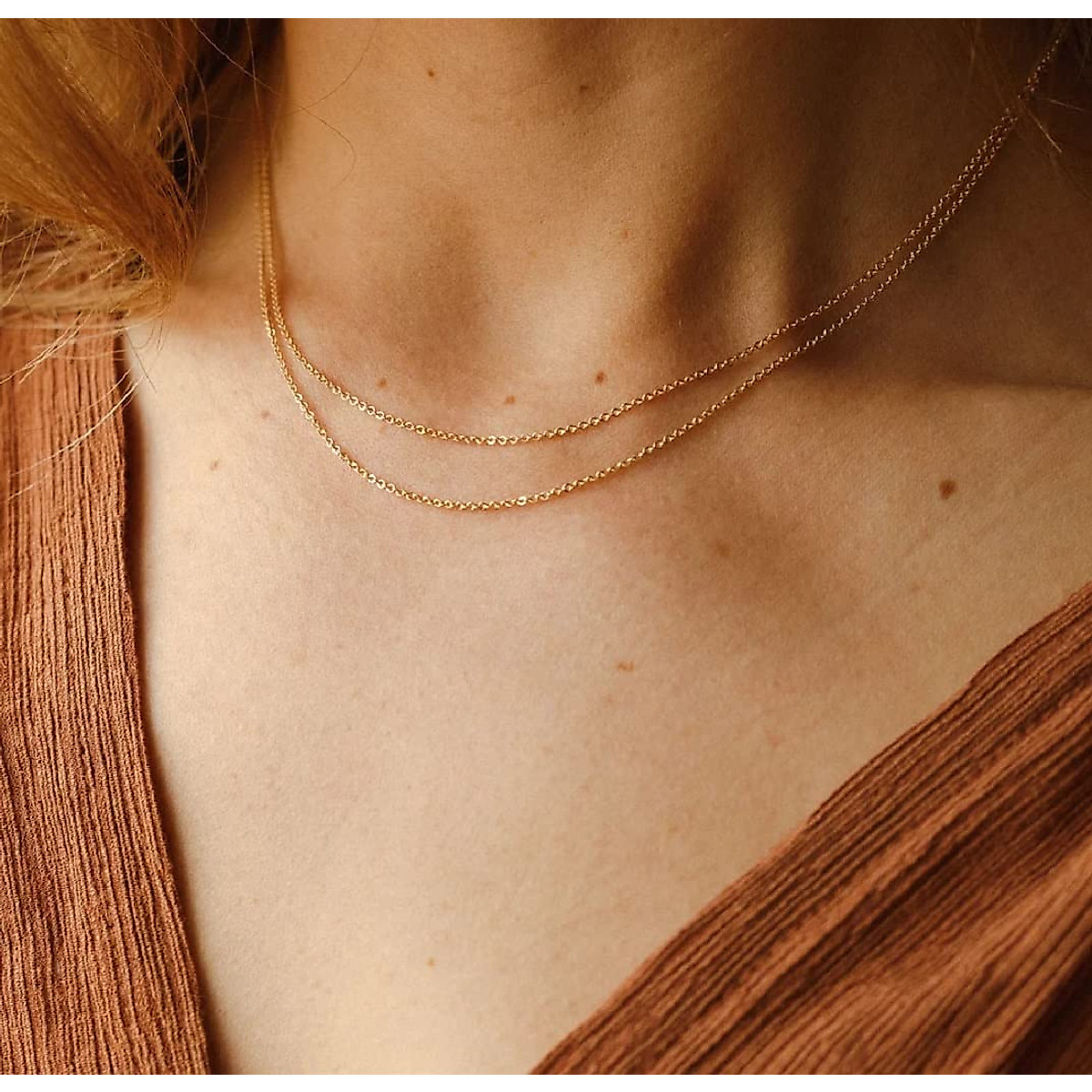 Aghfacy Dainty Thin Chain Choker Necklace 14K Plated Gold Minimalist Short Chain Necklaces for Women Jewelry Gift(1.3mm)