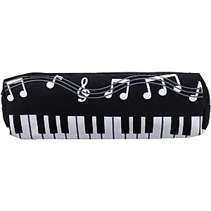 YSSZAM Black Oxford Cloth Pencil Case,Square Single Layer Music Notes Piano Keyboard Pencil Case Large Capacity Pen Bags Pencil Holders and Pen Holders Stationery Office Supplies
