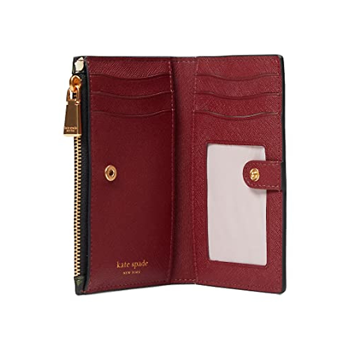 Kate Spade New York Morgan Rose Garden Printed Saffiano Leather Small Slim Bifold Wallet Black Multi One Size