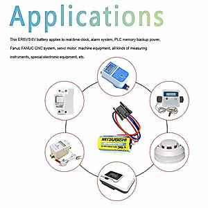 BAOBUTE 5PCS MR-BAT ER17330V 3.6V 1700mAh PLC Replacement Battery with Plug Non-Rechargeable for A6BAT FANUC CNC System Power, 17*35mm