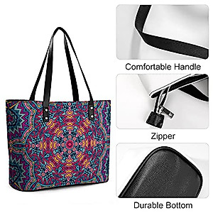Womens Handbag Tribal Pattern Leather Tote Bag Top Handle Satchel Bags For Lady