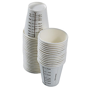 3 oz Graduated Paper Cups [125] Disposable Wax Coated Medicine Cups with Clear Measurements on Each Cup for Measuring Fluid Intake and Urine Output as well as Cooking, Mixing Paint, Stain, Epoxy (125)
