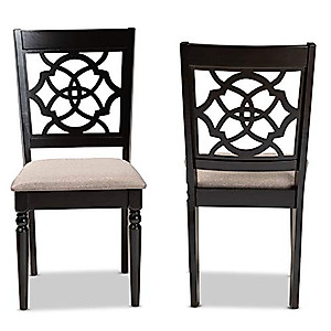 BOWERY HILL Sand Fabric Espresso Finished 2-Piece Dining Chair Set