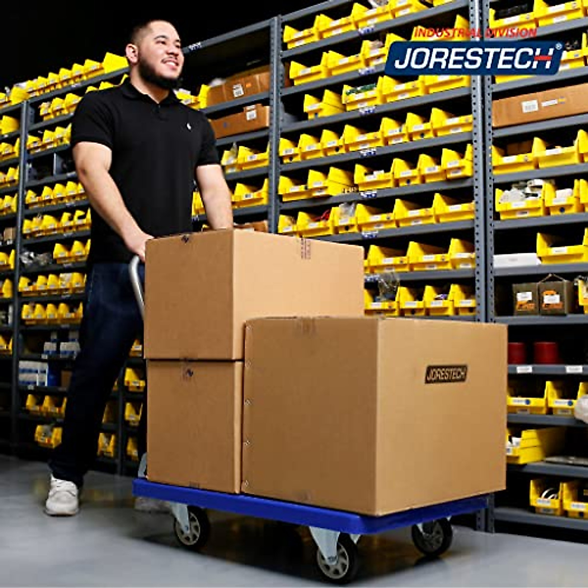 JORESTECH Platform Cart Folding Dolly Foldable Warehouse Moving Push Hand Truck (660 LBS PVC Wheels)