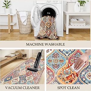 Round Boho Rug, Bohemian Circle Area Rug 5ft, Washable Non-Slip Round Clearance Moroccan Carpet for Bedroom Kitchen Bathroom Living Room Office Decor - 5ft-Round,Cream