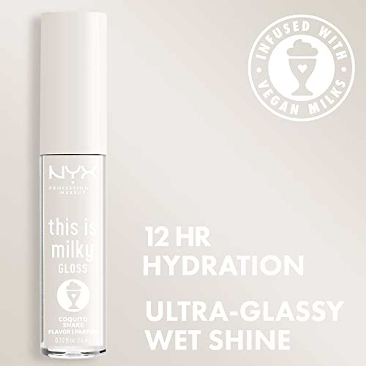 NYX PROFESSIONAL MAKEUP This Is Milky Gloss, Lip Gloss with 12 Hour Hydration, Vegan - Coquito Shake (Milky Clear)