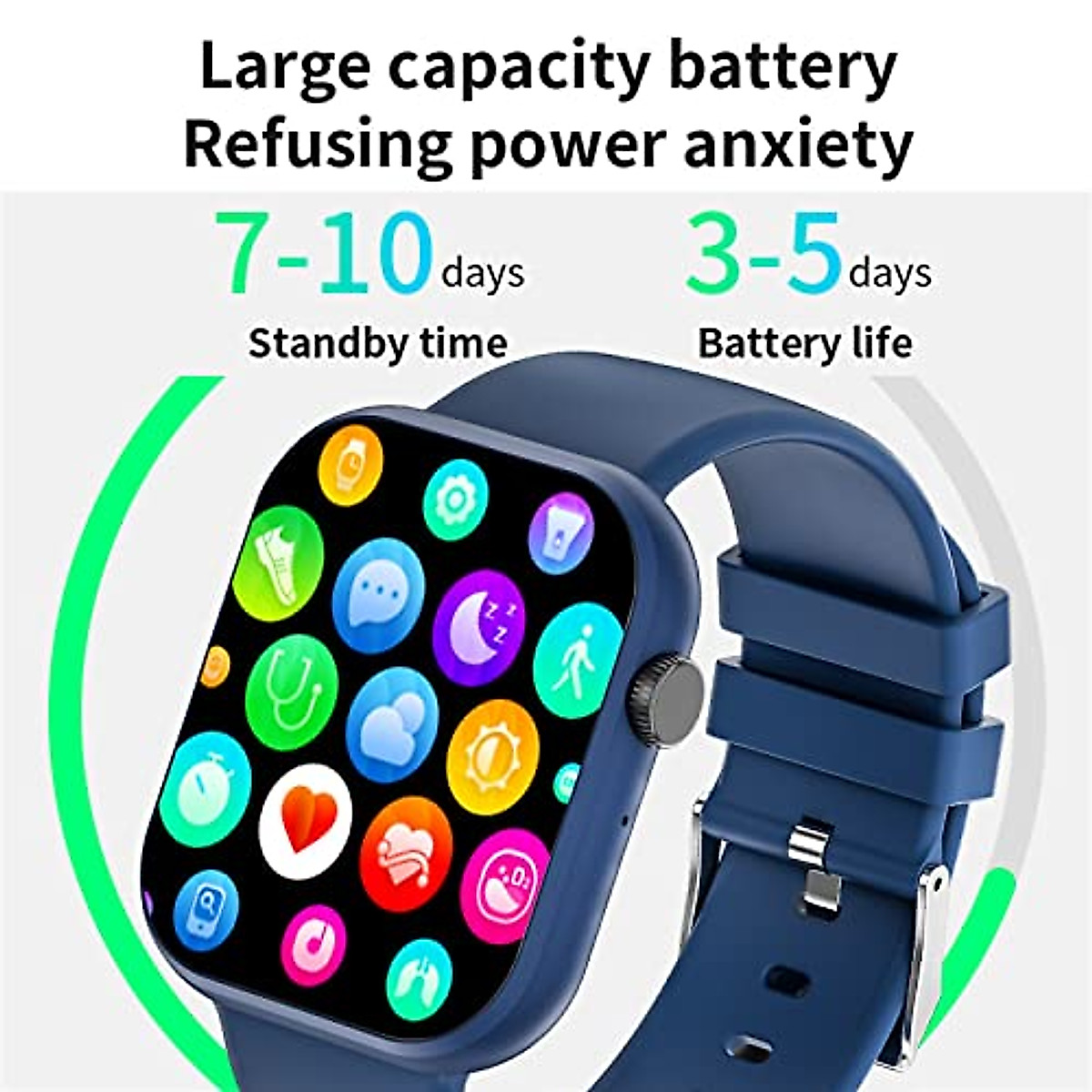 KBTPMTL Smart Watch for Men Women, Fitness Tracker for Android and iOS Phones with Heart Rate Sleep Tracking for Health, IP67 Waterproof Large Screen Smartwatches Monitor Pedometer (Blue)