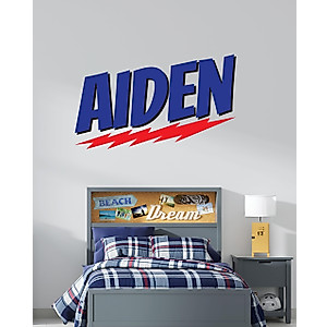 Custom Name Superhero Wall Decal - Superhero Name with Lightning Bolt Sticker - Personalized Superhero Name Wall Sticker - Superheroes Nursery Wall Decor - Wall Decal For Nursery bedroom Decoration (Mini Wide 15"x9")