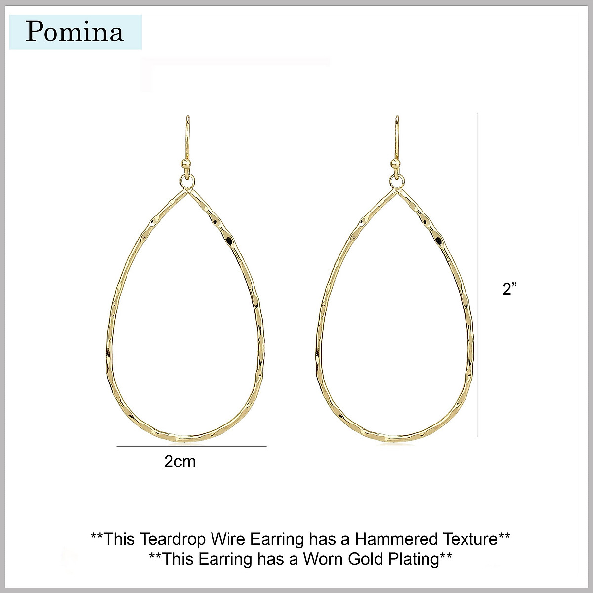 Pomina Lightweight Open Gold Teardrop Earrings Simple Basic Geometric Gold Dangle Drop Earrings for Women (TextureTeardrop_Gold)
