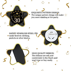 Black 30th Birthday Tinplate Badge Pin, Black Rosette 30th Birthday Button for Women, Golden Crown 30th Birthday Award Badge Pin, Cheers To Thirty Years Old Birthday Party Decorations