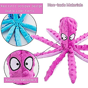 Alphatool Squeaky Dog Toys, Octopus Dog Toys for Aggressive Chewers, Tough No Stuffing Plush Dog Toys for Large Dogs, Crinkle Interactive Puppy Dog Toys for Small Medium Dogs(3pcs)