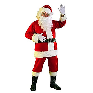 Rubie's Adult Bright Red Flannel Santa Suit With Gloves Adult Sized Costumes, Red/White, XX-Large US