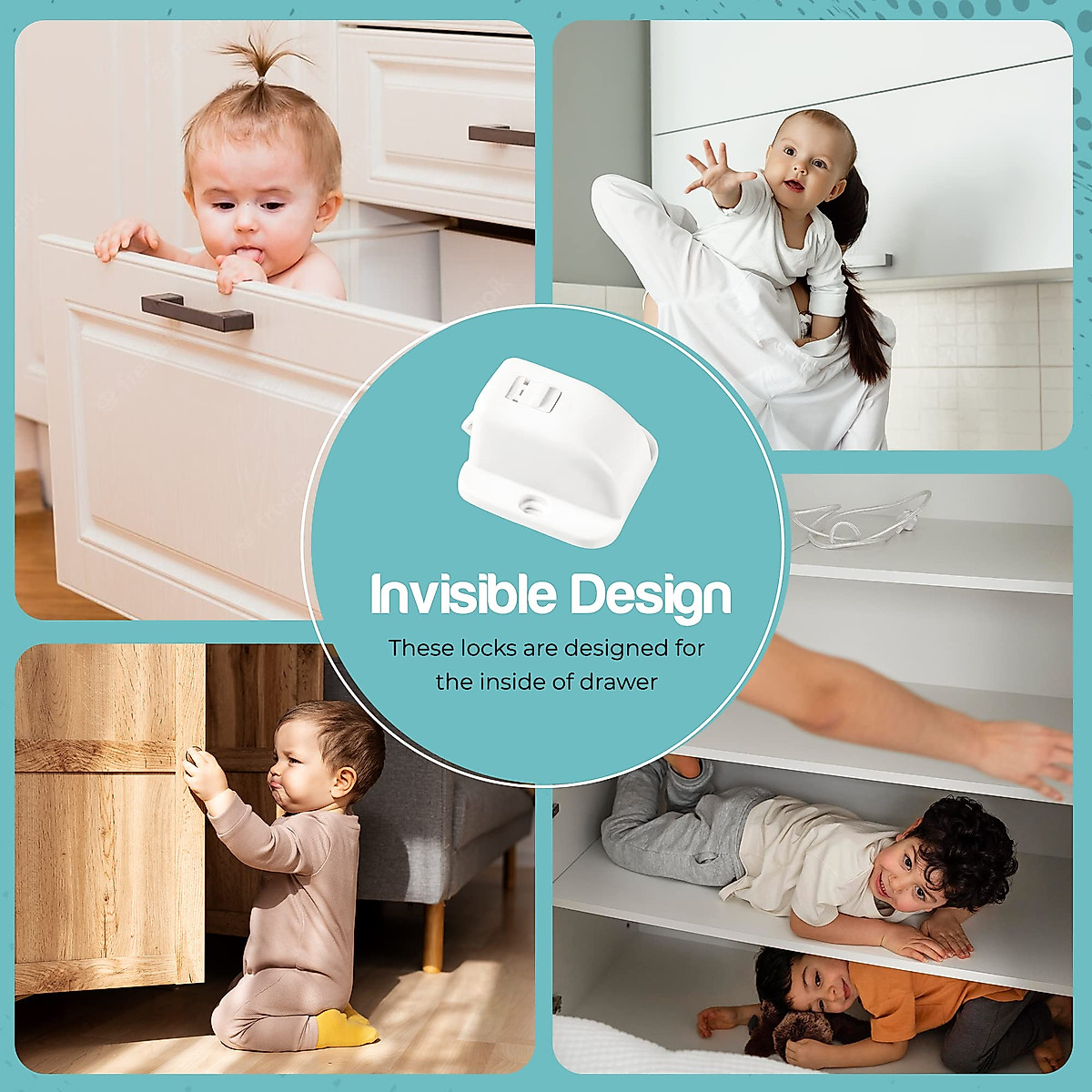 PEEKABOO Baby Proofing Magnetic Cabinet Locks For Babies - Child Locks For Cabinets - (12 Locks 2 Key Set)