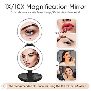 KEDSUM Upgraded Rechargeable Travel Makeup Mirror with Light, 1X/10X Magnifying Mirror with Light, Compact Travel Mirror with LED Lighted, Double Sided Folding Vanity Mirror, Daylight, Portable
