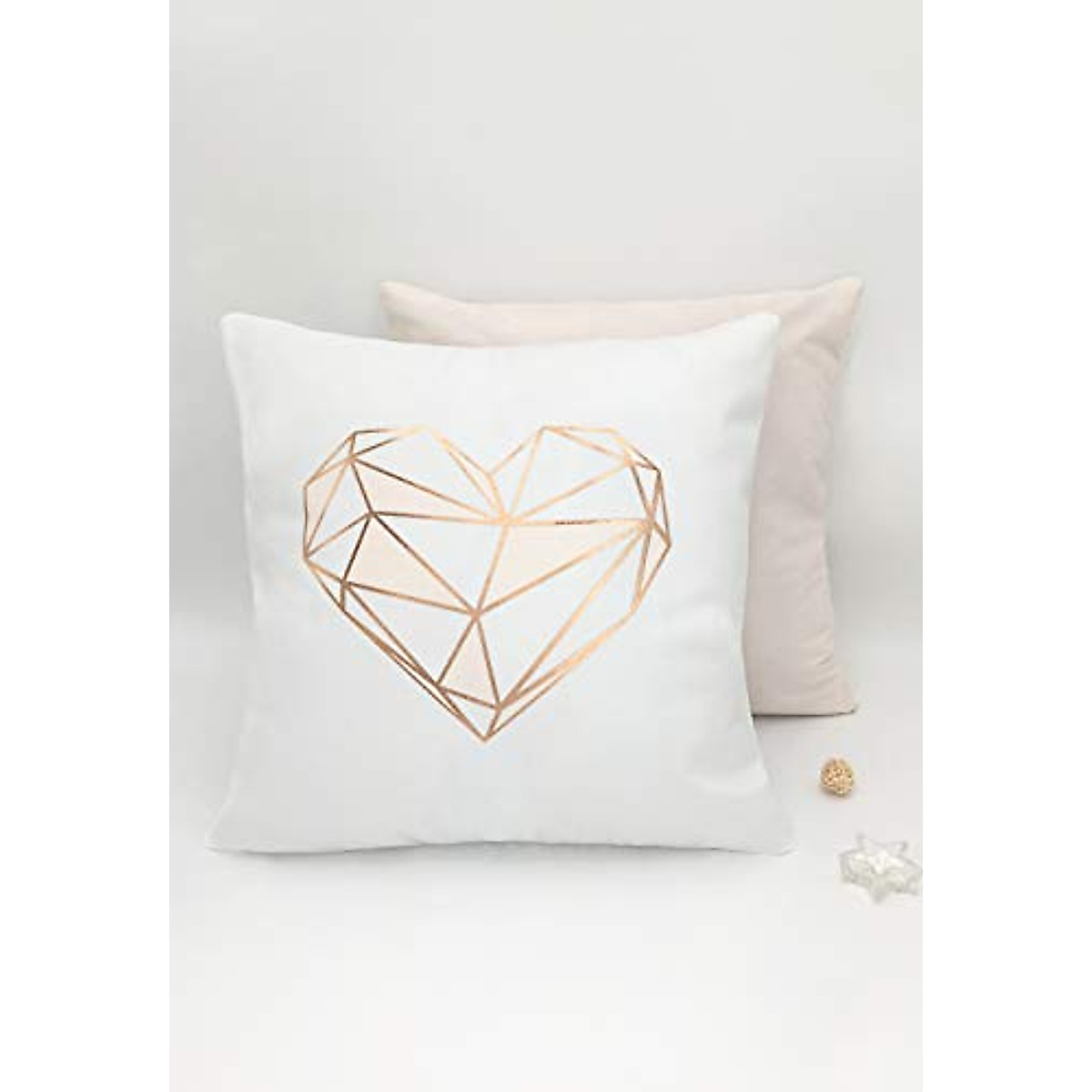 SUMGAR Throw Pillow Covers Pink Love Rose Gold White Pillowcase Teen Girls Geometric Cushion Case for Sofa Couch Bed Living Room Bedroom Office Set of 2, to Mom,18 x 18 inch