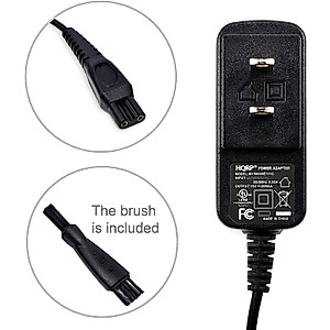 HQRP AC Adapter Compatible with Philips Norelco 422203623771 S9531 S9531/84 S9311 S9311/27 S9311/84 S9531/27 S8950 S5675 S5590 S5550 Shaver Power Cord Charger Adaptor + Cleaning Brush