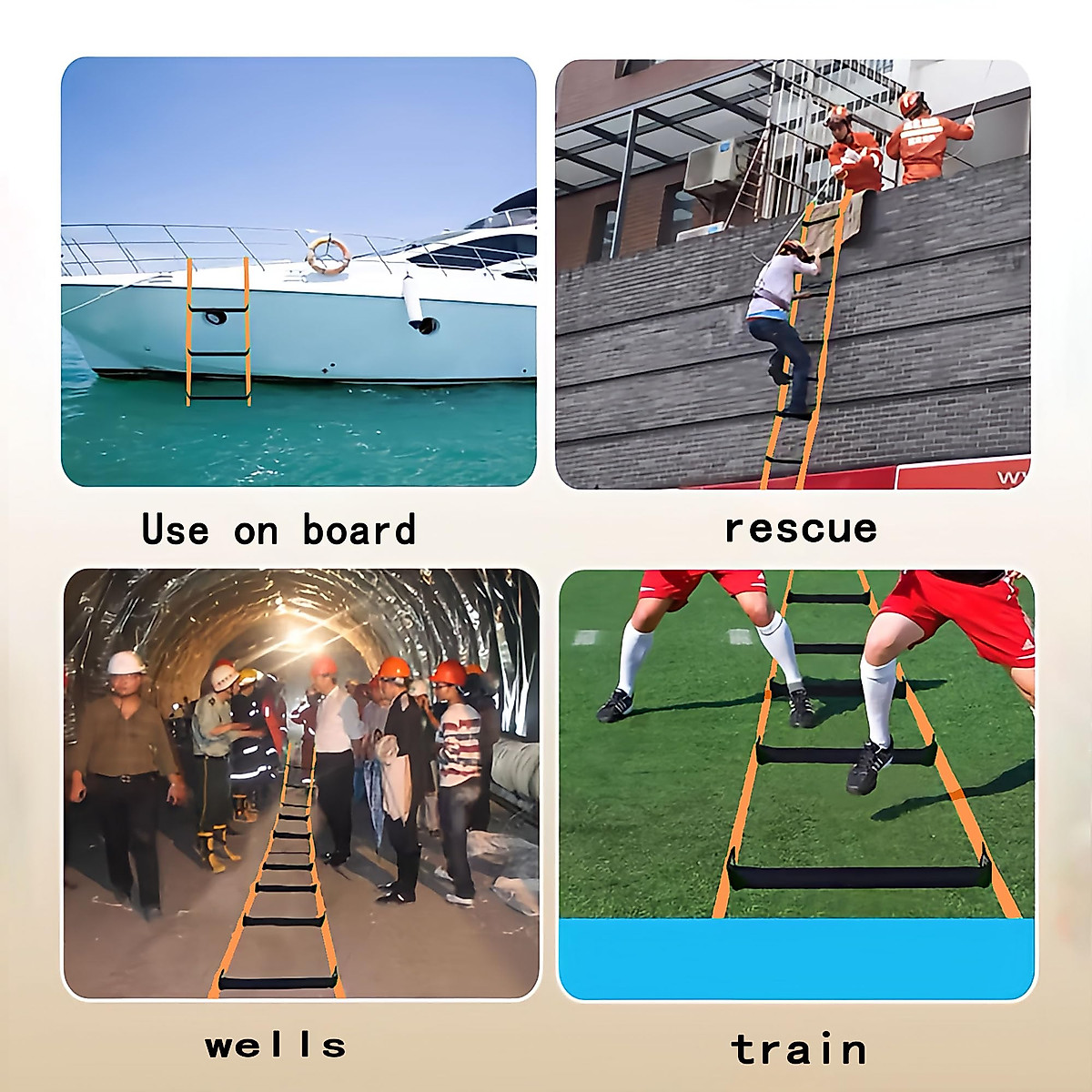 Fire Escape Ladder 26ft Emergency Fire Ladder Training Soft Ladder Jump Grid Ladder 2-3 Story Residential Reusable Window Balcony Treehouse Safety Rope Ladder