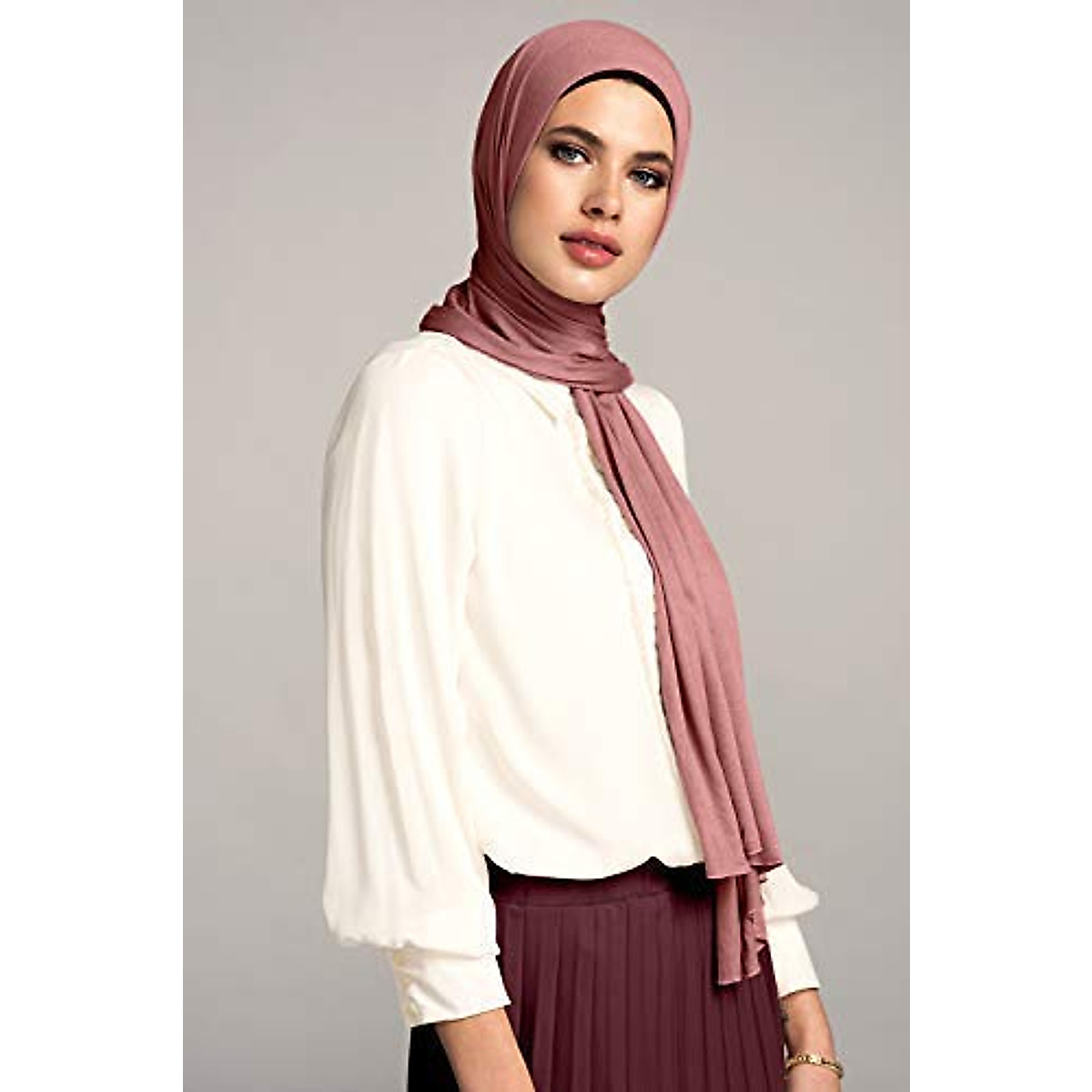VOILE CHIC Hijab for Women - Premium Jersey Head Scarf Wrap (Dusty Rose)
