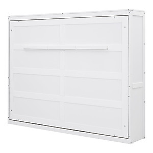 DEINPPA Queen Murphy Bed Cabinet, Space-Saving Wall Bed Frame for Multipurpose Guest Room or Home Office-White