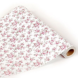 Self Adhesive Vinyl Decorative Floral Contact Paper Drawer Shelf Liner Removable Peel and Stick Wallpaper for Kitchen Cabinets Dresser Arts and Crafts Decor (17.7x78.7 Inches)