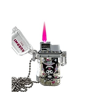 NIVEK Kulomi Transparent Cute Lighter Waterproof Lighter Refillable Kitty KT Cat Melody Japanese Kawaii with Chain (Kulomi Maid)