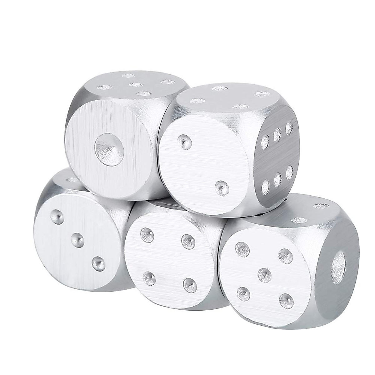 6 Sided Metal Dice Set, DND Dice Set with Storage Box Table Game Poker Games Dice Accessory (Silver Square Box)
