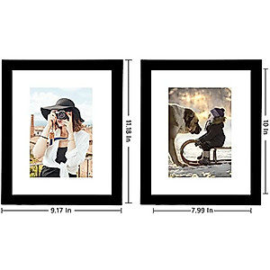 Picrit 8x10 Picture Frame Set of 12, Display 5x7 with Mat or 8x10 Without Mat, Photo Frames for Wall Mounting or Table Top Display, Black.