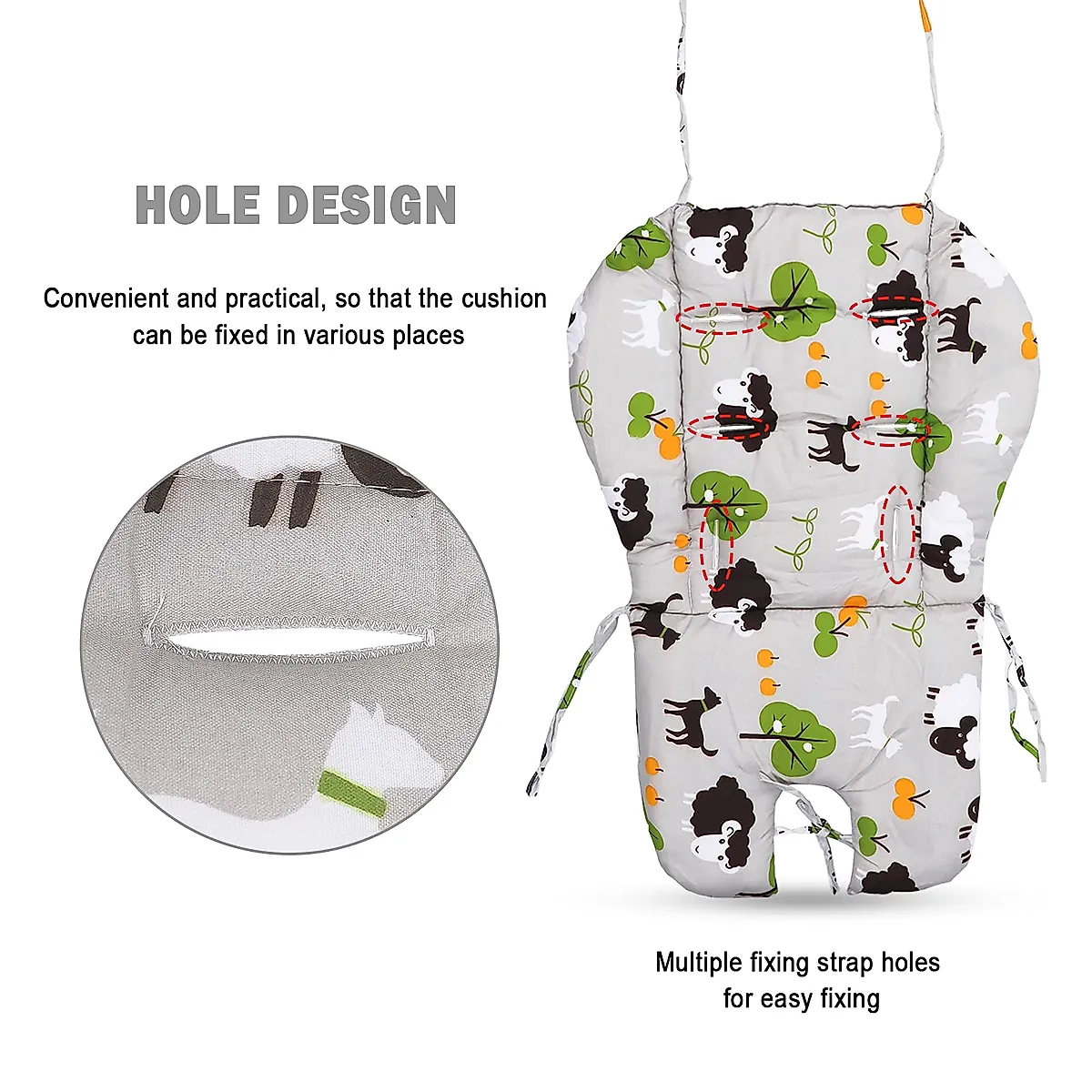 Lomgwumy High Chair Pad,high Chair Cover/seat Cushion, Light and Breathable, Soft and Comfortable, Cute Pattern, Suitable for Most High Chairs, Baby Dining Chairs (Grey Sheep Pattern)