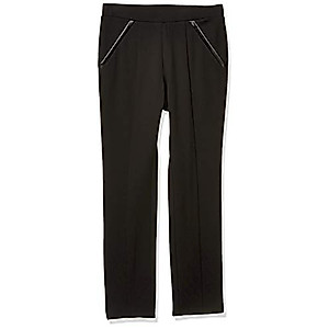 Rafaella Missy Slim Ponte Dress Pants For Women, Pull-On Waistband, 30.5” Inseam, Stretch, Comfort Fit, Flat Front (Sizes 4-16), Black, 14