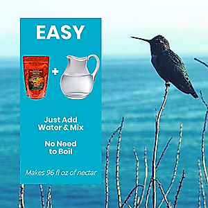Sapphire Labs Naturally Fresh Hummingbird Nectar with Nectar Defender Lasts Longer in Hummingbird Feeders | Makes 96 oz of Clear Hummingbird Nectar | an Easy Mix Hummingbird Nectar Powder