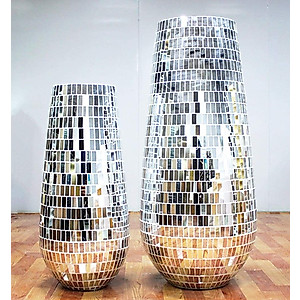 REDODECO 2400pcs Real Glass Silver Mirrors Mosaic Tiles Sticker for Craft Square Glass Tiles Self Adhesive,5mm by 5mm