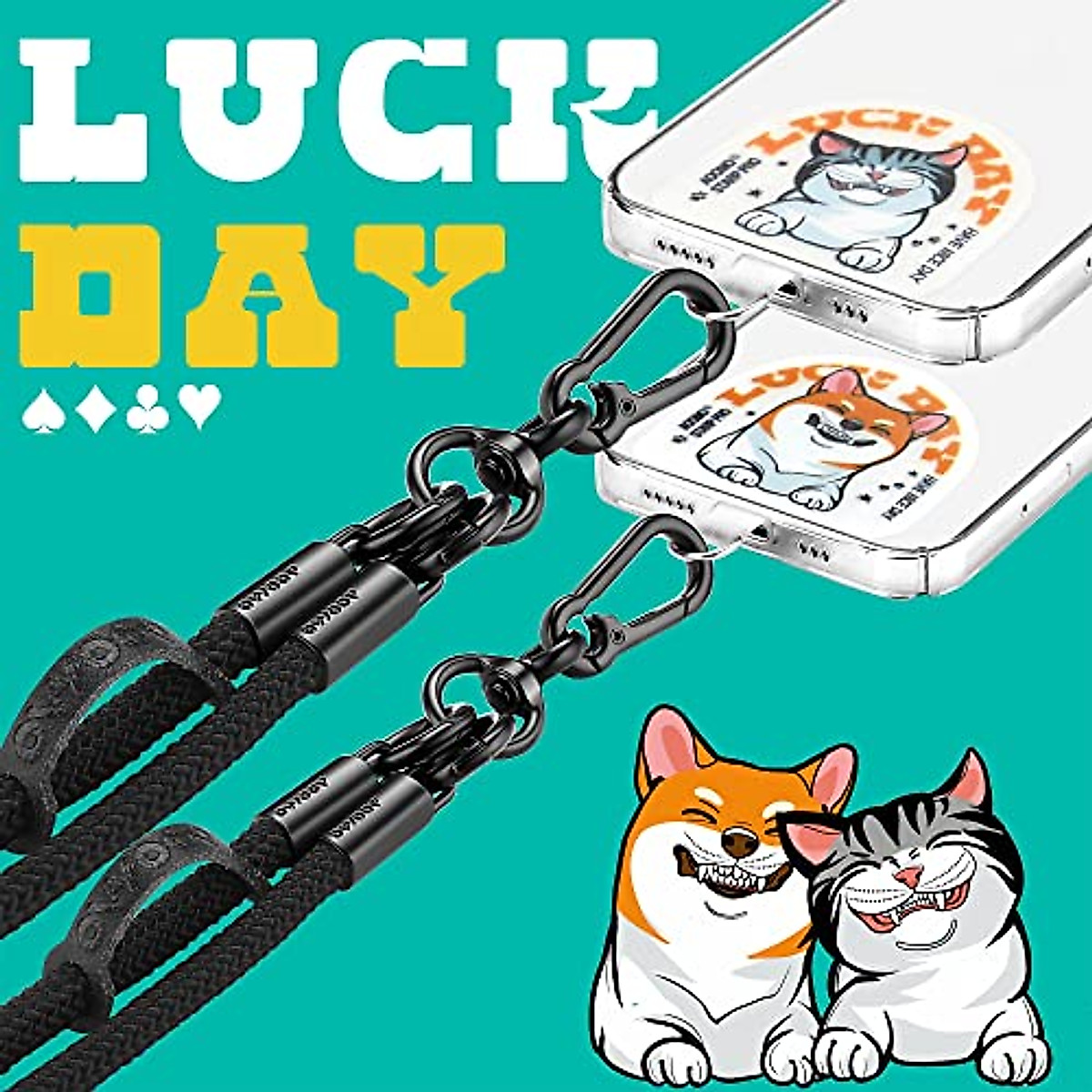 Cell Phone Lanyard, Universal Adjustable Detachable Nylon Crossbody Lanyard,Necklace Lanyard & Wrist Strap with Phone Patch for All Smartphones-7mm Thick (Black, 120cm)