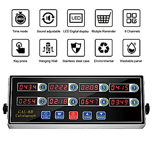 BIZOEPRO Kitchen Timer 8 Channel Digital Timer Loud Alarm Cooking Timer Clock Commercial Reminder Restaurant Calculagraph Timer