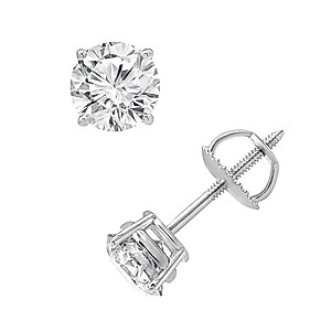 Beyond Brilliance 1.00 Carat Solitaire Diamond Stud Earrings for Women | Round Cut Lab Grown Diamond | 14K White Gold Earrings with Screw Back | Fine Jewelry for Her | Gift Box Included