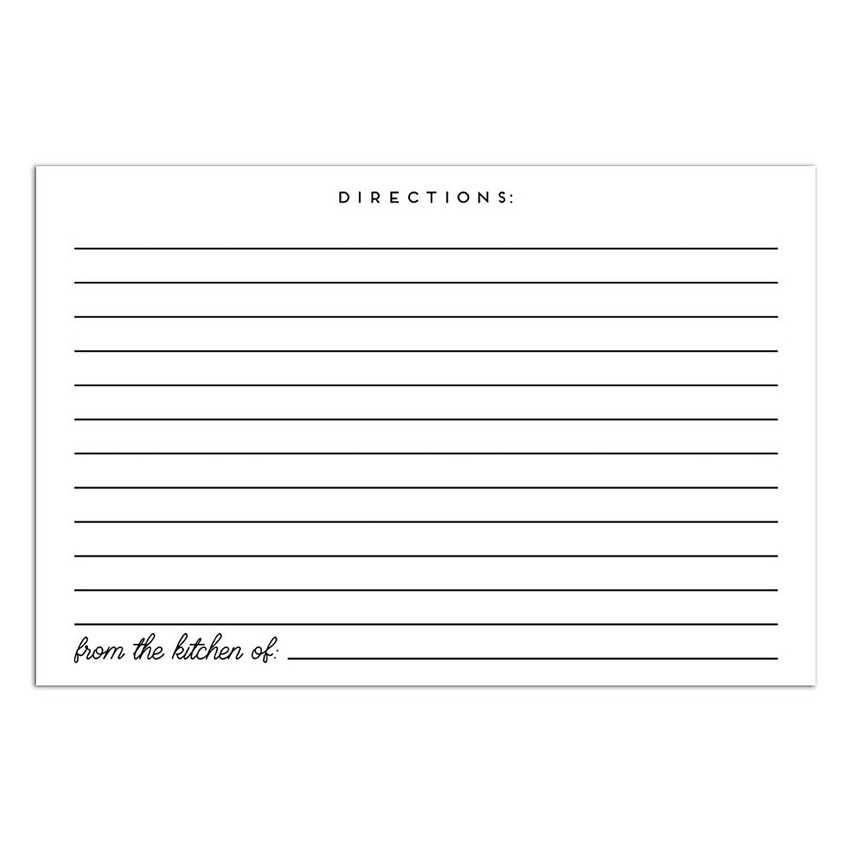 Set of 50 Premium Recipe Cards - 4x6 Double Sided - Black and White Modern Style