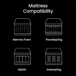 EMMA + OLIVER Irving Adjustable Bed Base - Black Upholstered Frame - Independent Head & Foot Incline - Split King - Adjustable Height Legs - Wireless Remote Control