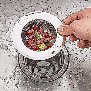 Rahano Kitchen Sink Strainer, Stainless Steel Drain Filter, Anti-Clogging Sink Drain Strainer, Basket Catcher With Large Wide Rim 4.5 inch Diameter, For Most Sink Drains, Dishwasher Safe