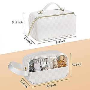 Portable Travel Makeup Bag Set, Women Cosmetics Bags, Large Capacity Makeup Bag Organizers Multipurpose Toiletry Bags Transparent Storage Case for Girls 2 Pcs White