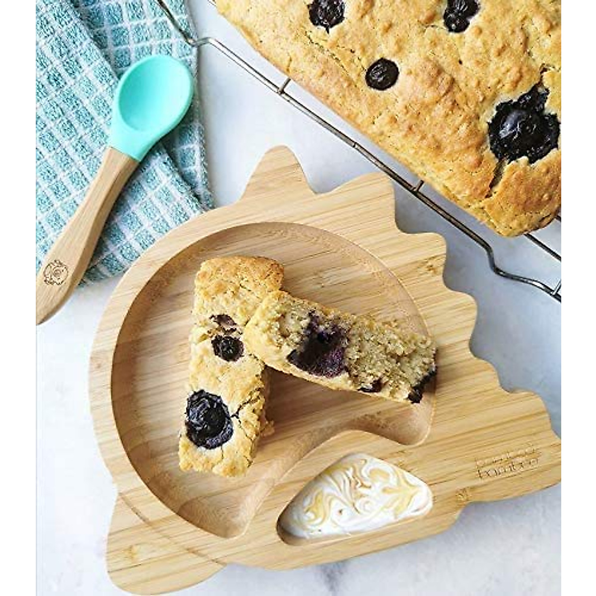 Bamboo Baby Plate with Suction - Kids and Toddler Suction Cup Plate for Babies, Non-toxic All-Natural Bamboo Baby Food Plate Stays Cool to the Touch for Baby-Led Weaning