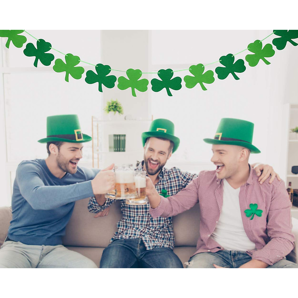 Tonak Felt Shamrock Clover Banner Hanging Shamrock Decorations Shamrock Ornament Decor for st Patricks Day Accessories Garland Banner st. Patricks Day Decorations Irish Day Party Supplies 20pcs