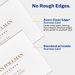 Avery Clean Edge Printable Business Cards with Sure Feed Technology, 2" x 3.5", White, 2,000 Blank Cards for Laser Printers (5870)