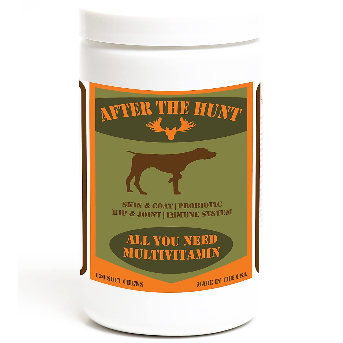 After The Hunt All You Need Complete Dog Multivitamin - Daily Vitamins for Skin & Coat Hip & Joint Digestion & Immune System - Glucosamine Omega 3 6 9 & Probiotics - 120 ct