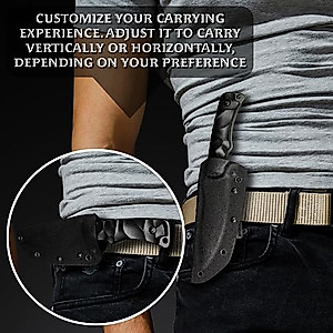 OERLA TAC OLL-005 Outdoor Knife Fixed Blade Camping Hunting Survival Field Knife 420HC Full Tang Steel Blade with Kydex Sheath and EDC Tactical Belt Clip