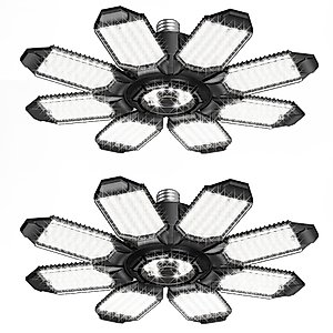 Craftersmark LED Garage Lights 250W - 6500K Garage Lights Ceiling LED, 25000LM Deformable LED Garage Lighting Fixture, Shop Lights for Garage, Basement, Barn, High Bay Light