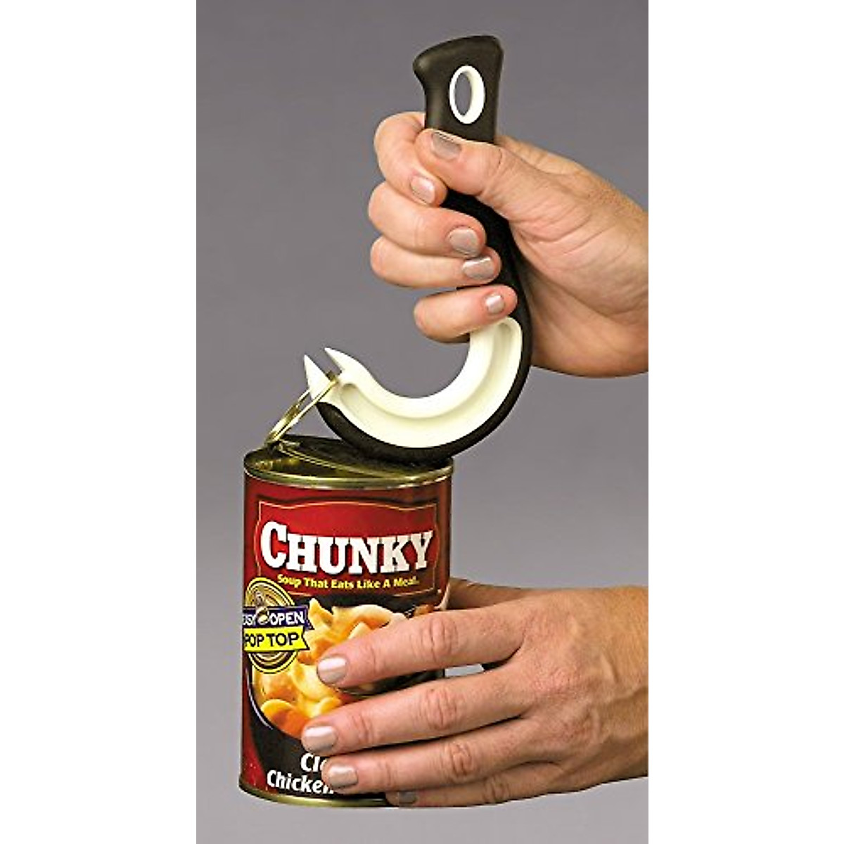 Easy Open Ring Pull Can Opener 1 Pack. Durable Non Slip Rubber Grip Makes Opening Aluminum Container Tabs Simple. Perfect for Protecting Nails and Folks with Joint Pain or Arthritis