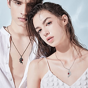ONEFINITY Angel and Devil Couples Necklace Sterling Silver His and Hers Matching Necklace Heart Symbol of Love Pendant Couples Jewelry Gifts for Couple Her Him