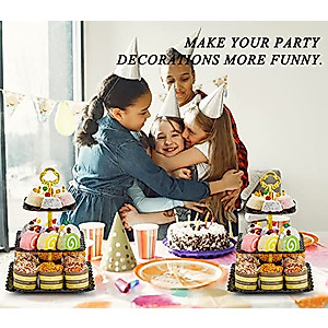 Dessert Table Display Set, Cupcake Stand, Yuugitil Black Gold 3 Tier Serving Tray, Classic Square Cupcake Holder Perfect for Wedding/Engagement Party/Birthday/Baby Shower/Graduation Decorations